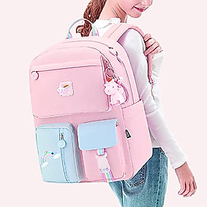 Girls Backpack Kawaii Backpack Cute School Bag with Cute Accessories for Teen Girls