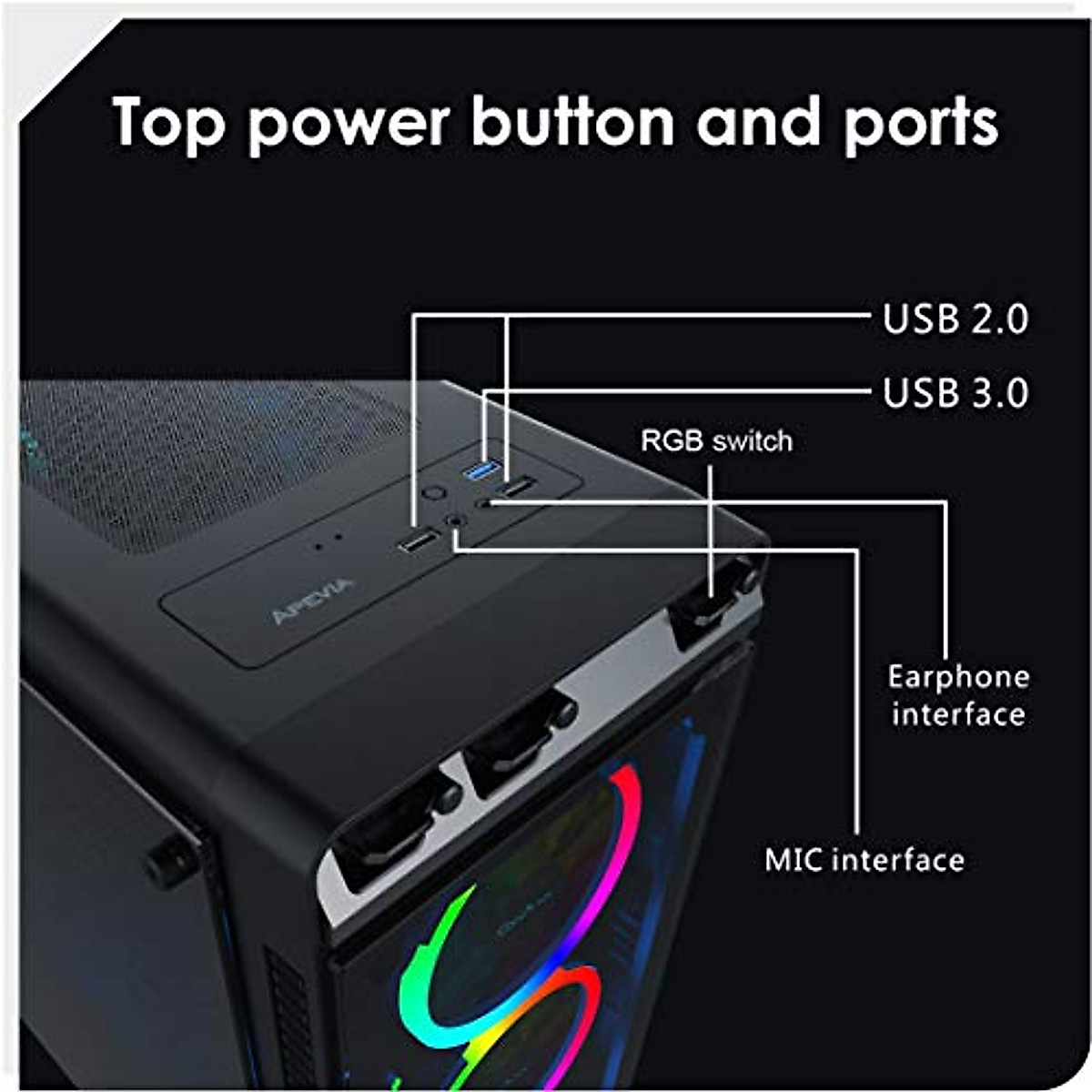 Apevia Aura-S-PK Mid Tower Gaming Case with 2 x Full-Size Tempered Glass Panel, Top USB3.0/USB2.0/Audio Ports, 4 x RGB Fans, Pink Frame