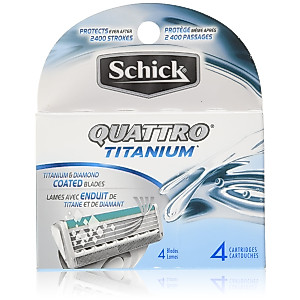 Schick Quattro Titanium Razor Blade Refills for Men - 4 Count (Pack of 2)
