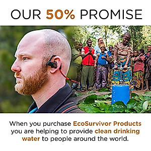 Eco Survivor IPX4 Sweat Resistant Earbuds with Mic, in-Line Controller, Flexible Ear Loops, 3 Silicone Gel Cushions, Premium Sound Quality, Great in-Ear Headphones, Outdoors, 43682