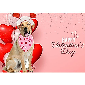 Valentine's Day Dog Headband and Dog Saliva Towel,Valentines Day Pet Costume Accessories,Valentines Day Pet Outfit Hair Accessories