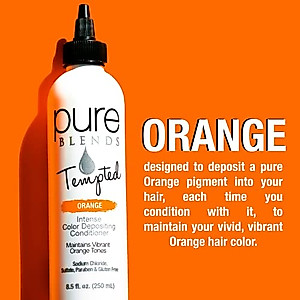 Pure Blends Tempted Intense Color Depositing Conditioner - Provides Strength, Eliminates Color Fade & Maintains Vivid Tones - Sulfate, Sodium Chloride, Paraben & Gluten Free - 8.5 Oz (Orange)