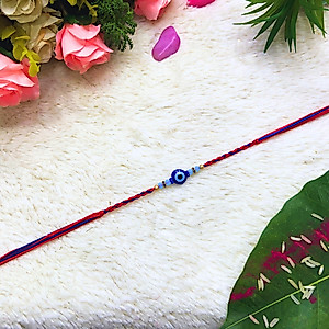 AKRITSANS Evil Eye Rakhi for Brother & Bhabhi – Lucky Rakhi Thread for Bhai Bhabhi Bhaiya | Raksha Bandhan Rakhi Dora Bracelet for Bro, Sister | Indian Traditional Festival