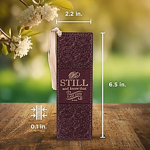 Christian Art Gifts Faux Leather Bookmark Be Still and Know Psalm 46:10 Bible Verse, Brown