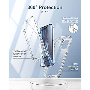 SURITCH for iPhone 13 Pro Clear Case 6.1" (Only), [Built-in Screen Protector] Full Body Protective Hard Shell+Soft TPU Phone Case for iPhone 13 Pro -(Full Clear)