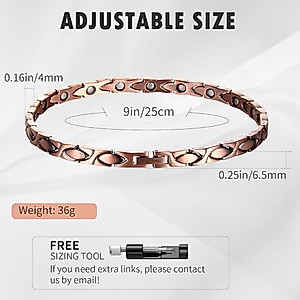 MagEnergy Copper Bracelet Anklet For Women 9 inches Adjustable Ankle Bracelet for Lymphatic Drainage Jewelry Box with Sizing Tool (XO)