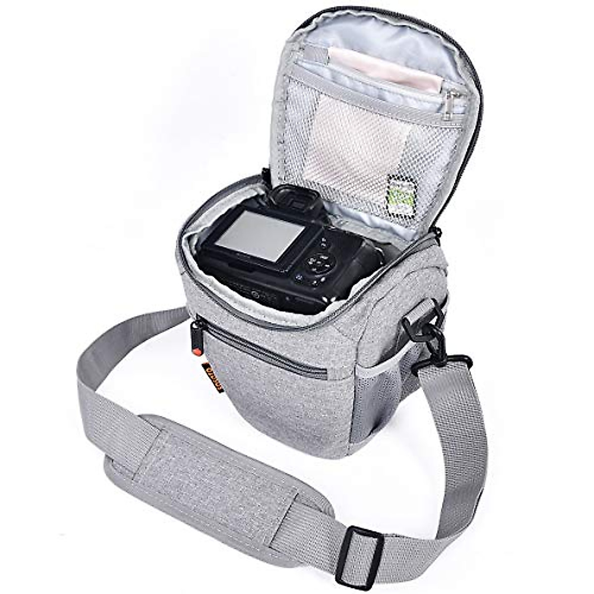 FOSOTO Compact DSLR Camera Bag Shoulder Crossbody Case Compatible for Canon EOS Rebel T6 T7 T8i T100 SL3 XTi 4000D 2000D Nikon D5600 D3400 D3500 Pentax K-70 Olympus E-M10 with Waterproof Rain Cover