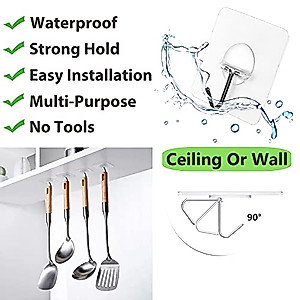 Adhesive Hooks for Hanging Heavy Duty Wall Hooks Self Adhesive Towel Coat Hooks Waterproof Transparent Hooks for Bathroom Shower Kitchen Keys Door Outdoor Home Improvement Utility Hook 12 Pack
