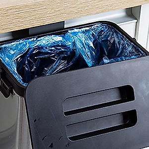 ZIRANU for Creative Kitchen Hanging Trash Can with Lid Handle Cabinet Door Stainless Steel Garbage Bin Wall Mounted Rubbish Waste Paper Basket Basin Bucket