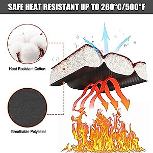 Qimh Oven Mitts and Pot Holders, 4 Pcs Kitchen Oven Mitts Set with Cooking Tongs, High Heat Resistant 500℉ Extra Long Non-Slip Silicone Surface Oven Gloves for Baking, Cooking, BBQ