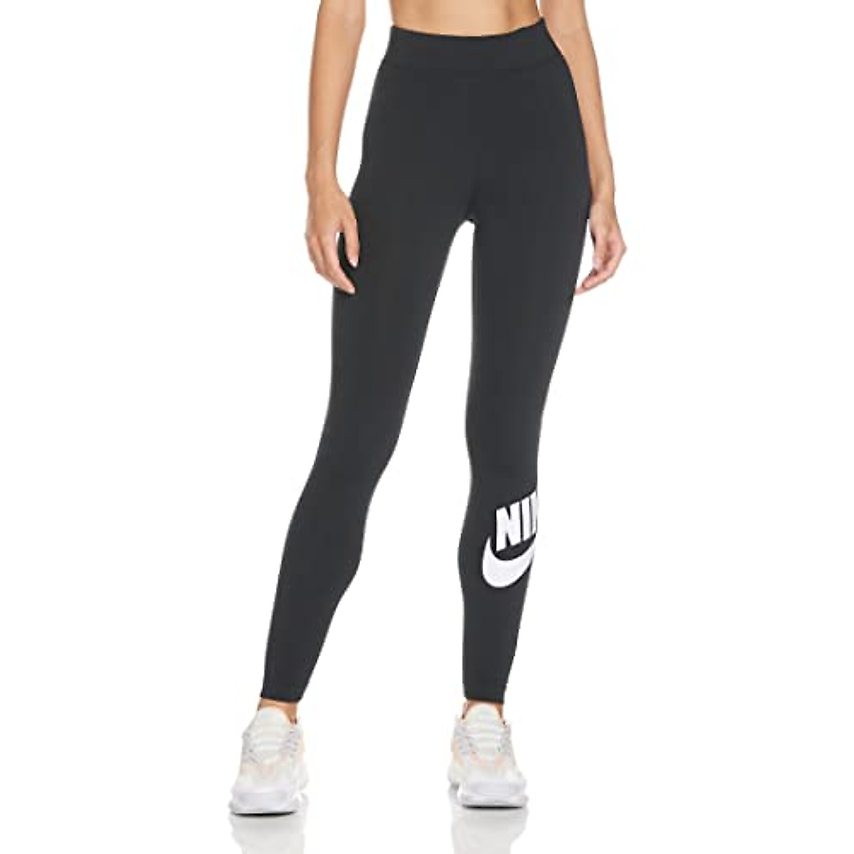 Nike Sportswear Essential Women's High-Waisted Leggings (Medium, Black/White)