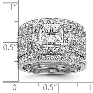 IceCarats 925 Sterling Silver Cubic Zirconia CZ 3-piece Bridal Wedding Band Engagement Ring Jewelry Set Size 8