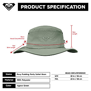 Roxy Women's Pudding Party Safari Boonie Sun Hat, Agave Green, Small