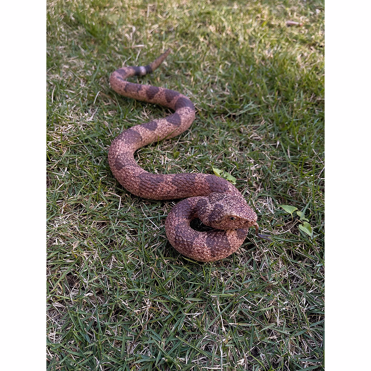 HOHAJIU Fake Snake Toy Realistic Rubber Snake Toy 10.3" Rattlesnake Figurine Scare Birds, Prank Props for Halloween Party, Gag Gift for April Fool's Day