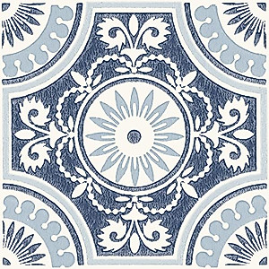 FloorPops 12-in by 12-in Blue Ezra Vinyl Peel & Stick Floor Tiles (10 Tiles), (10 sq.ft./Carton)