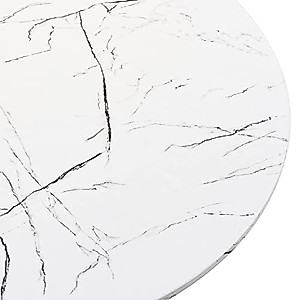 VONLUCE 32 Inch Round Dining Table with Faux Marble Top for Kitchen Bar Patio and More, Modern Small Coffee Table Living Room Accent Table with Tulip Style Metal Base and 165lb Capacity for 2-4, White