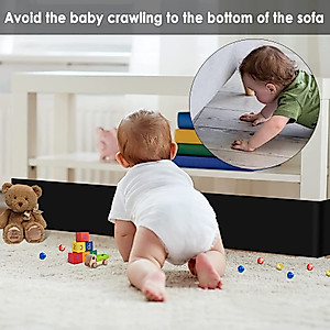 NA Rovepic 394 Inch Couch Gap Blocker Adjustable Bumper for Under Furniture with 19.5 Inch Adhesive Mounting Strap Avoid Things Sliding Under Furniture Bumper Stopper Guards for Bed Bottom (Black)