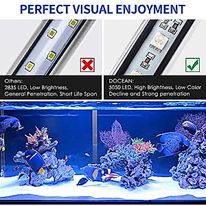 DOCEAN Aquarium Lighting Fish Tank Light with APP Control, RGB Color Changing, with Timer 9 LEDs, 7 inch/18cm, for Aquarium/Fish Tank