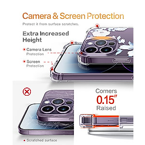 GVIEWIN Designed for iPhone 14 Pro Max Case, Screen Protector + Camera Lens Protector Flower Shockproof Clear Floral Design Protective Women Phone Cover for iPhone 14 ProMax (Hibiscus)