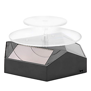 Rotating Display Stand Solar, 360 Rotating Solar Power Showcase LED Light Turntable Watch Jewelry Ring Display Stand for Jewelry Watch Mobile Phones Ring Display (Black)