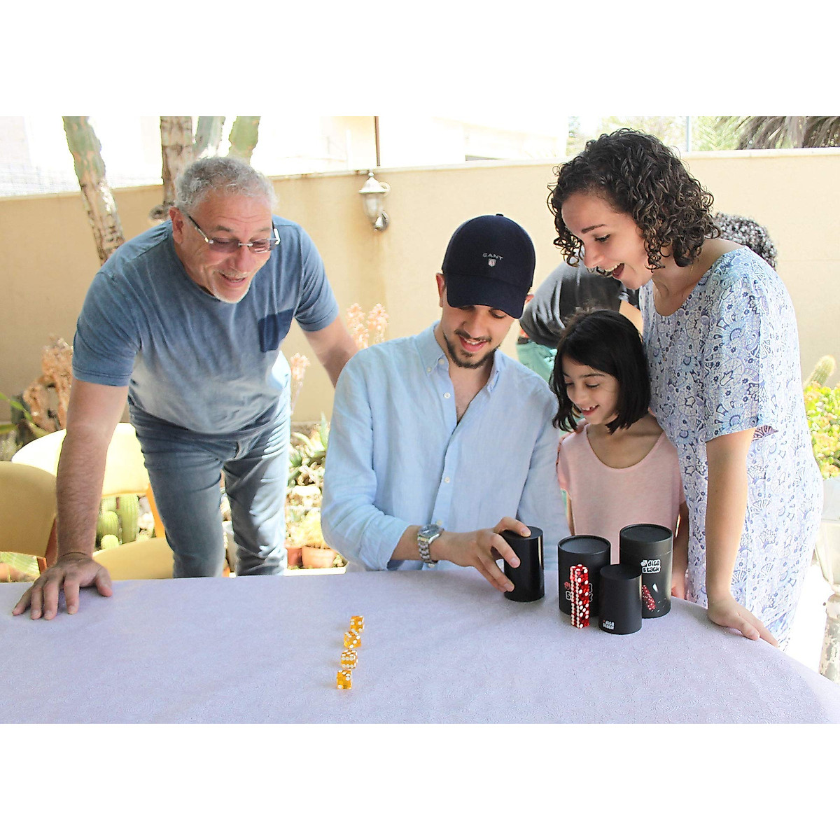 Dice Stacking Cup Set - Professional Straight Cups with 4 Razor Edges 19mm Real Casino Dice in a Box - Accessories - Magic Tricks - Green