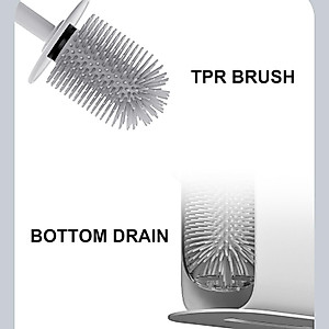 Yuehuam Toilet Brush and Holder Set of 3, Solicone Toilet Bowl Cleaner Brush, Flexible Toilet Cleaner Brush with Wall Mount& Flooring Brush Holder Bathroom Accessories