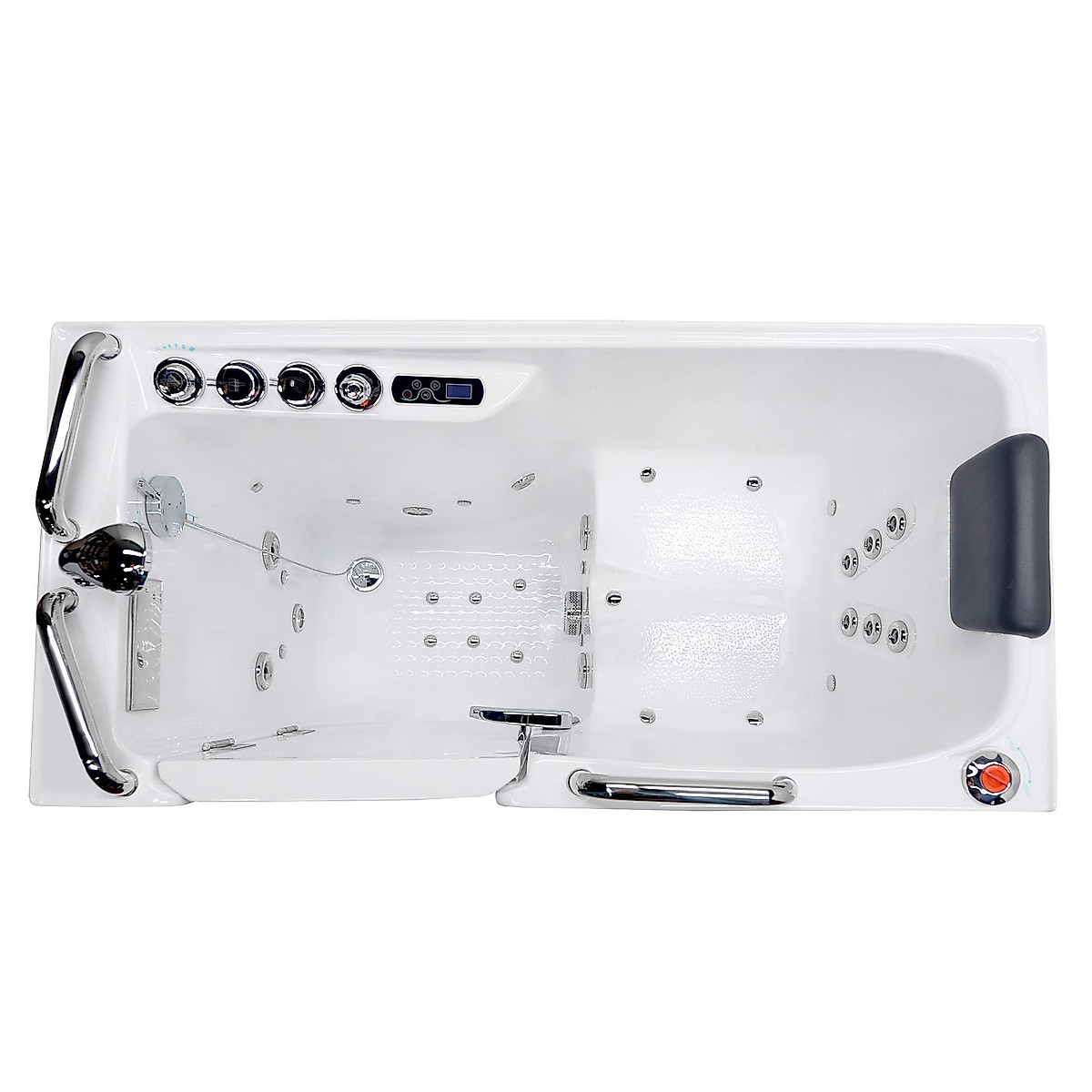 ANZZI Walk-in Bathtub 27'' x 53'' Left Drain Fully Loaded, Air Jets & Whirlpool Massage Jets, Hot Tub, Quick Fill, 6 Setting Handheld Shower Sprayer, Aromatherapy, Bath Pillow, LED Lights 2753FLWL