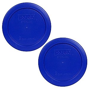 Pyrex 7200-PC 2 Cup Cadet Blue Round Plastic Food Storage Lid - 2 Pack