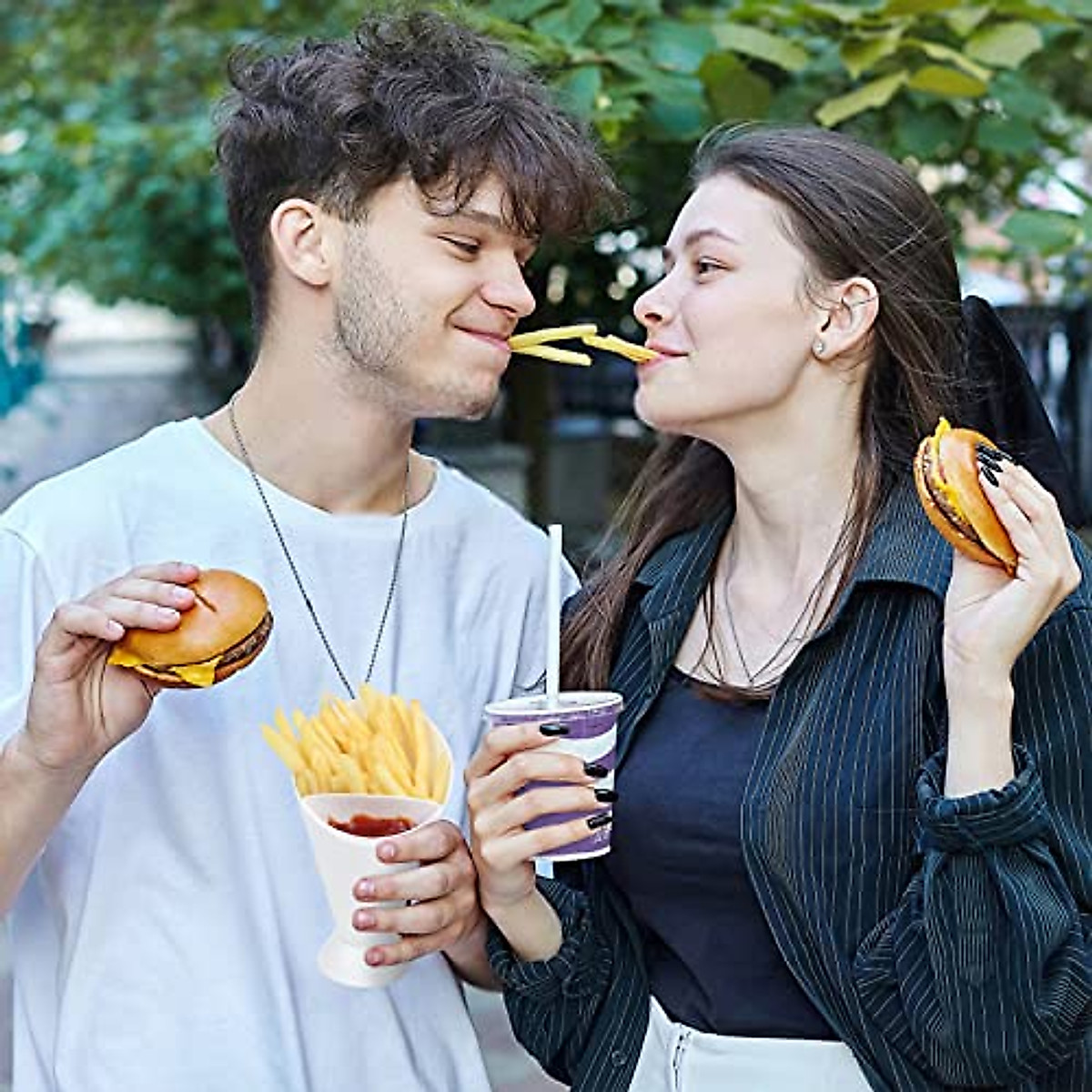 TBWHL IN-car French Fry Holder with Sauce Cup Holder Dip Set 2 In 1 French Fry Cone Dipping Cups For French Fries And Veggies