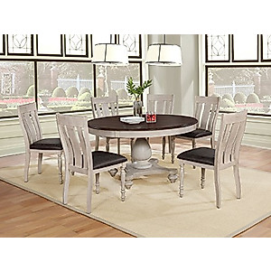 Roundhill Furniture Arch Weathered Round Dining Table Pedastal Base, Multicolor