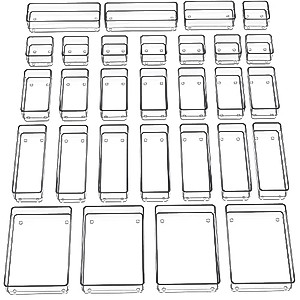 SMARTAKE 29-Piece Drawer Organizer with Non-Slip Silicone Pads, 4-Size Desk Drawer Organizer Trays Storage Tray for Makeup, Jewelries, Utensils in Bedroom Dresser, Office and Kitchen (Clear)