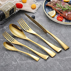 Lemeya 26 Pieces Silverware Set includes 20 Pieces Stainless Steel Flatware Set and 6 Pieces Steak Knives Set，Mirror Polished, Dishwasher Safe
