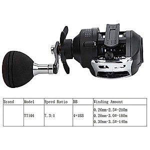 Baitcasting Fishing Reel, New Compact Design Baitcaster Fishing Reel High Speed 7.3:1 Water Drop Wheel for Saltwater Sea Fishing TT1 (左手轮)