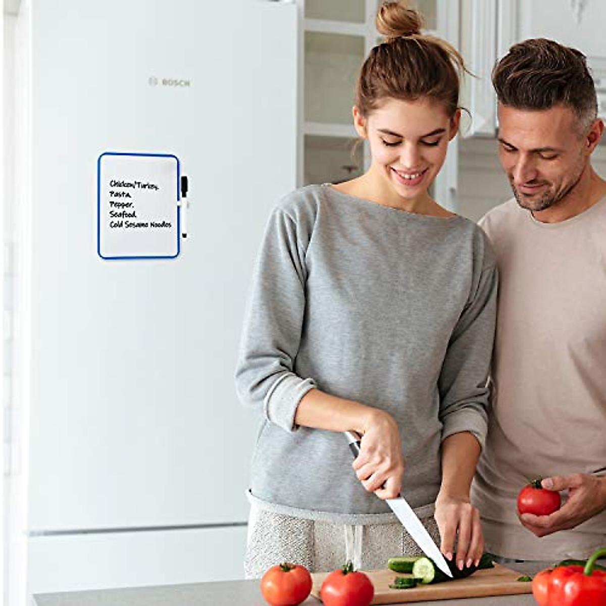 Magnetic Dry Erase White Board 6" x 8" with Magnetic Marker and Two Magnets, Whiteboard for School Home Office Locker Fridge Kitchen Educational (Blue)