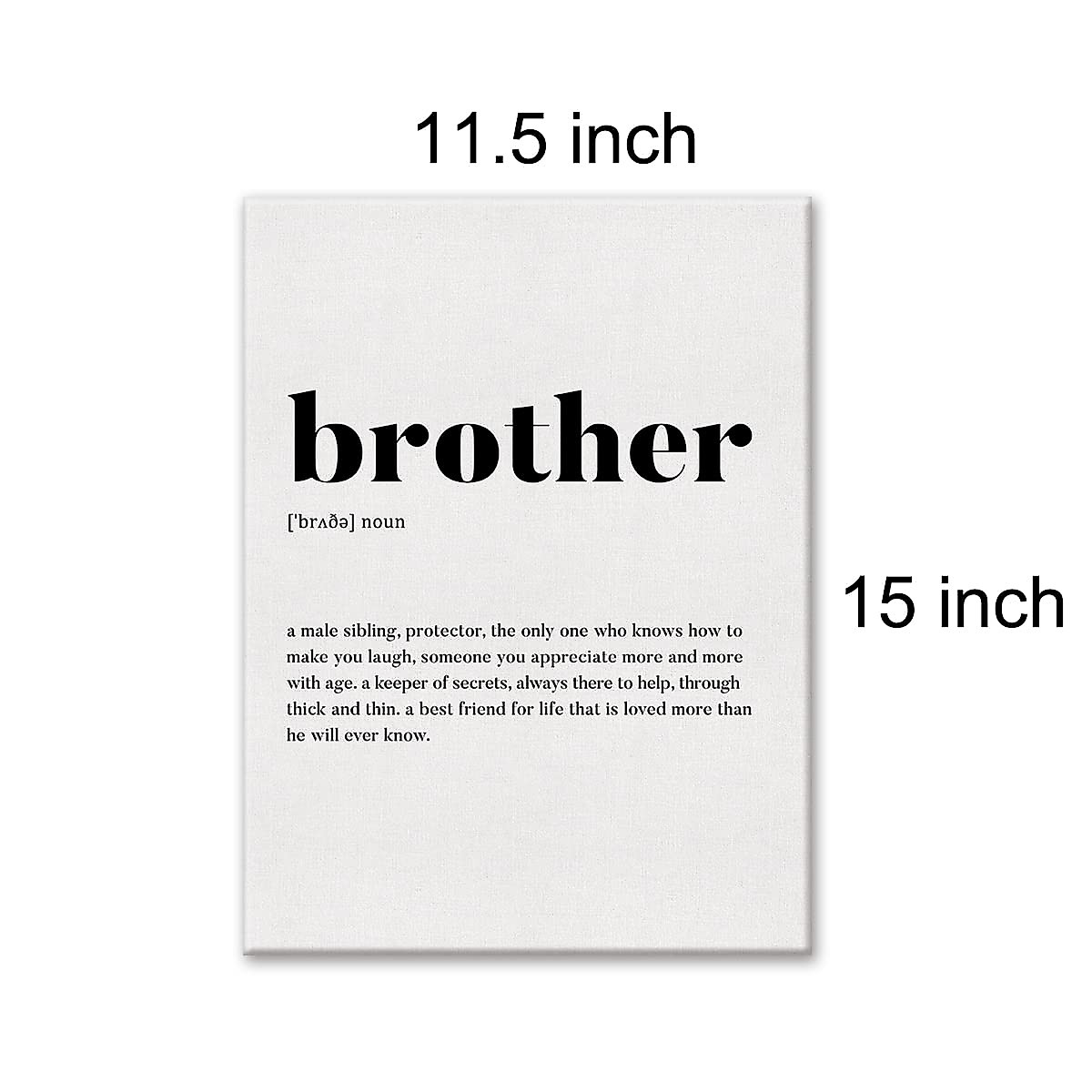 OEWD Brother Definition a Male Sibling Canvas Wall Art Poster Print Gift, Brother Definition Painting Ready to Hang Home Decor (11.5" x 15")