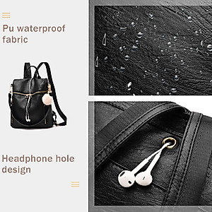 BAG WIZARD Designer Leather Backpack Purse Multifunctional Ladies Backpacks Solid Shoulder Headphone Plug Bags for Womens Book Bags (Retro-Brown)