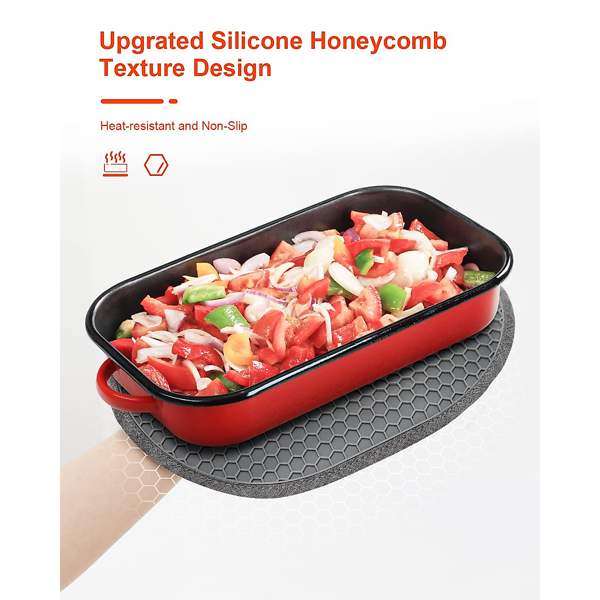 Pot Holders for Kitchen Heat Resistant, Silicone Pot Holders Set of 2 Hot Pads Pot Holders with Pocket Machine Washable for Cooking Baking, 9.8"x7.6"