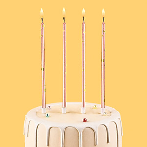 CAKE CODE Pink Gold Long Thin Birthday Candles, Cake Candles, Birthday Parties, Wedding Decorations, Party Candles