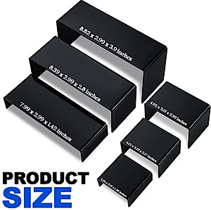 4 Set Acrylic Display Risers Medium and Large Display Stand Shelf Acrylic Risers for Display Cupcake Acrylic Riser Showcase Figure Jewelry Collectibles Stands Desktop Shelf for Organize (Black)