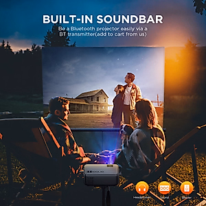 Mini WiFi Projector for Outdoor Movies, 8500L High Brightness, 1080p HD Video Projector for iPhone & 200'' Display Supported, Compatible with Phone/TV Stick/HDMI/USB/VGA, Home Theater