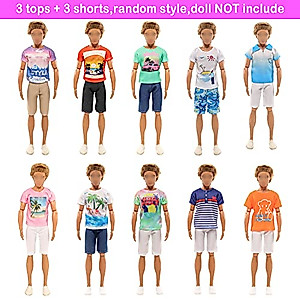 16 Pcs Boy Doll Fashion Pack - 8 Set Clothes Top and Pant Outfits with 5 Shoes 3 Accessories for Boy Doll Black Suit Sweatshirt Casual Wear Random Style