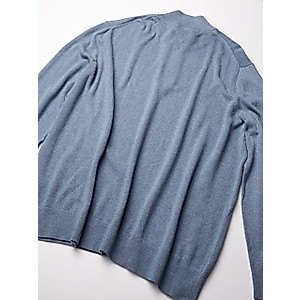 Tommy Hilfiger Men's 1/4 Zip Pull-Over Sweater, Sky Captain/Multi, Small