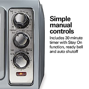Hamilton Beach 6-Slice Countertop Toaster Oven with Easy Reach Roll-Top Door, Bake Pan, Silver (31127D)