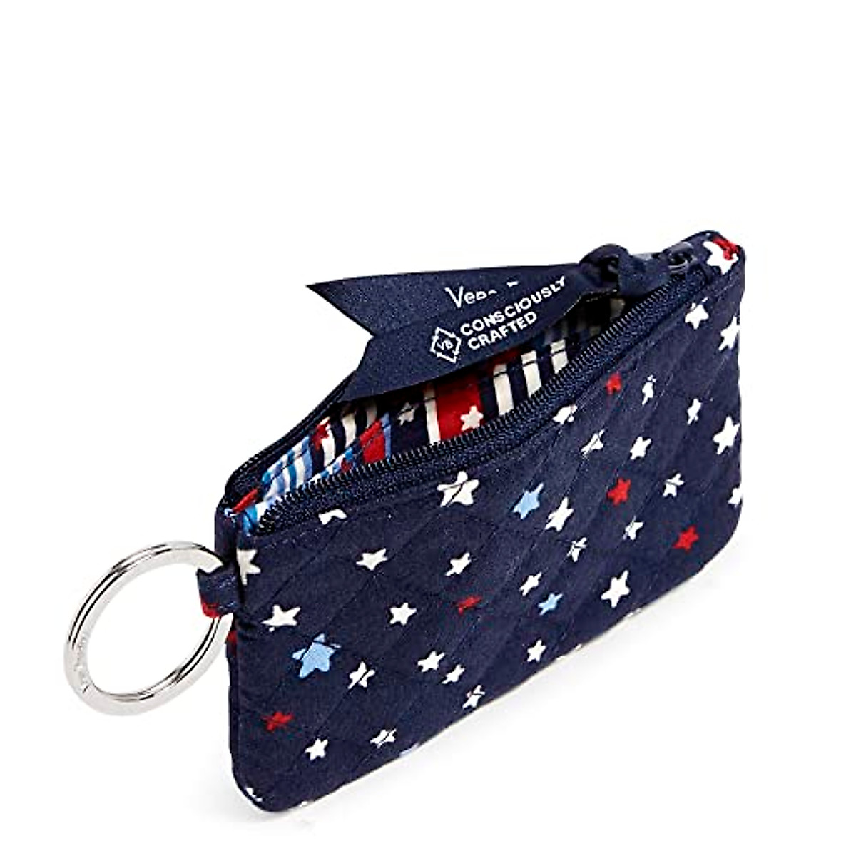 Vera Bradley Women's Cotton Zip ID Case Wallet, Summer Stars - Recycled Cotton, One Size