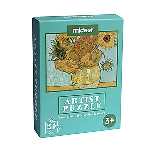 YOGEON 24 Pieces Twelve Sunflowers Puzzle, Toddler Artist Puzzles for Kids Ages 3-5, 4-8 Easy-an Intellectual Decompression Entertainment Game and Preschool Educational Learning Toys