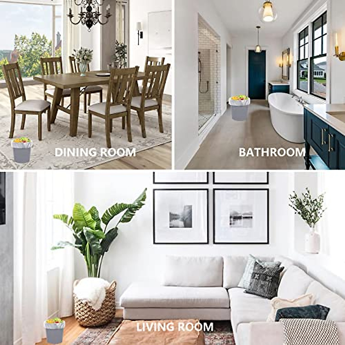 2.6 Gallon Trash Bags, 135pcs Small Garbage Bags, Clear White Trash Bin Liners for Bathroom, Office, Kitchen Small Trash Can