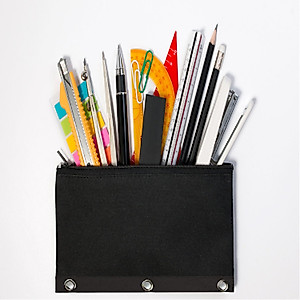 Pencil Pouch for 3 Ring Binder Bulk Pencil Bags with Zipper, Large Binder Pencil Pouch Bundle for School, Offices, Budgeting (96 Pencil Cases in Black)