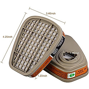 Reusable Active Carbon Respirator, Face Cover Set for Painting Against Dust/Organic Vapors/Smells/Fumes/Sawdust/Asbestos Suitable for Painting,Staining,Car Spraying,Sanding &Cutting