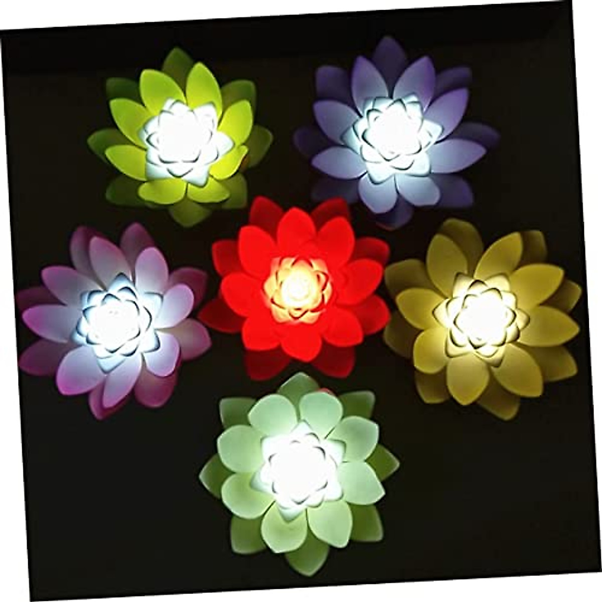 JAVAJU 4pcs Wedding Decor Floating Pond Lights Flower Floating Lights Fleur De Lis Decor Lilly Pads Flower Pool Light Chinese Wedding Decoration Floating Flowers for Pool Buddha Lamp Lily