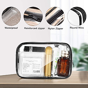 18 Pack Clear Makeup Bags Clear Cosmetic Bag PVC Plastic Zippered Pouches Portable Toiletry Bags for Women Men Travel Vacation Bathroom Organizing (Black Border)